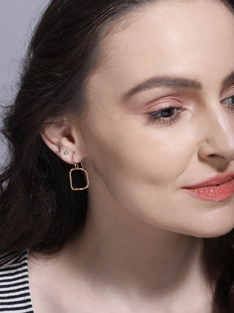 Rose Gold Plated Minimal Square Loops