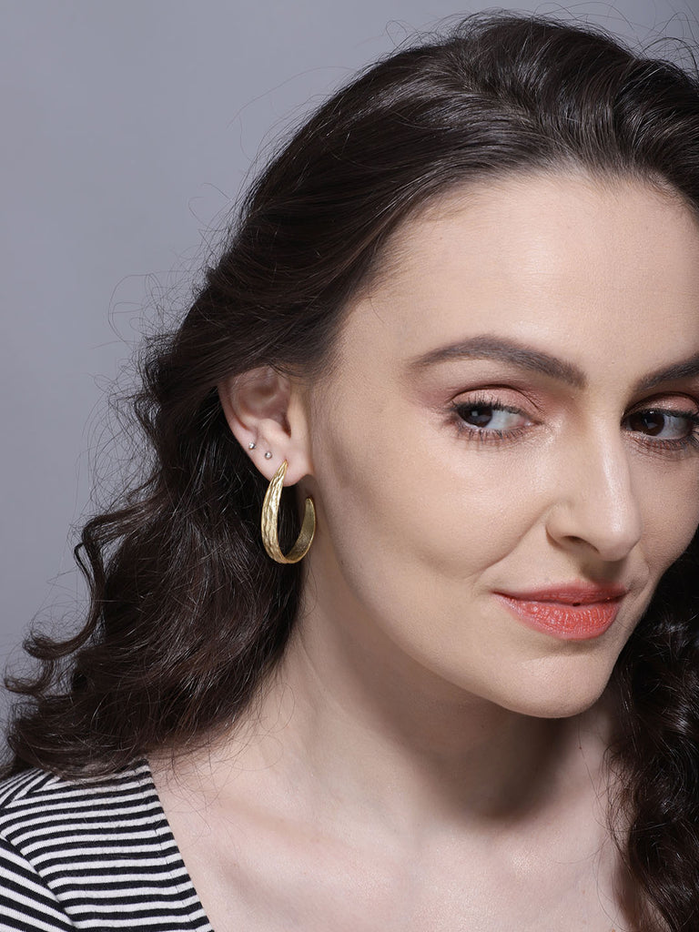 Gold Plated Oval Half Hoops