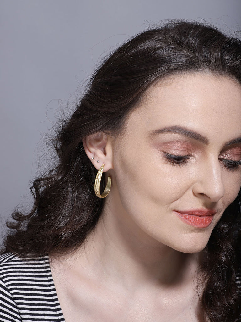 Gold Plated Oval Half Hoops